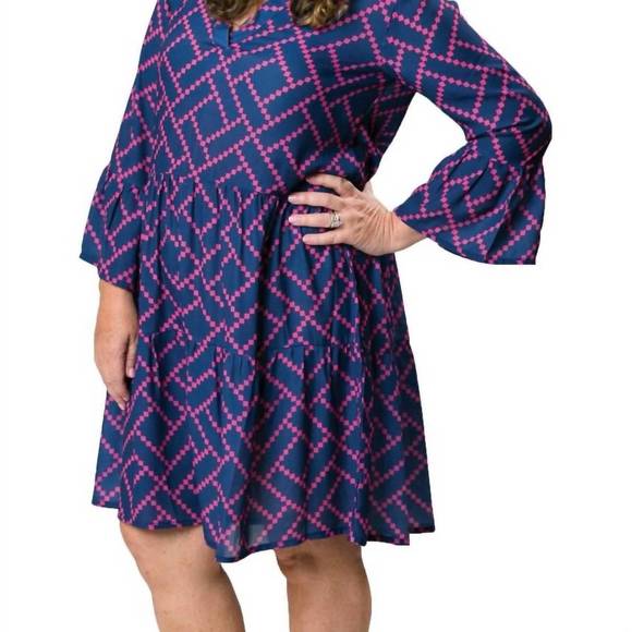 Top It Off | Dresses | New Top It Off Violet Dress In Navypink Diamond ...